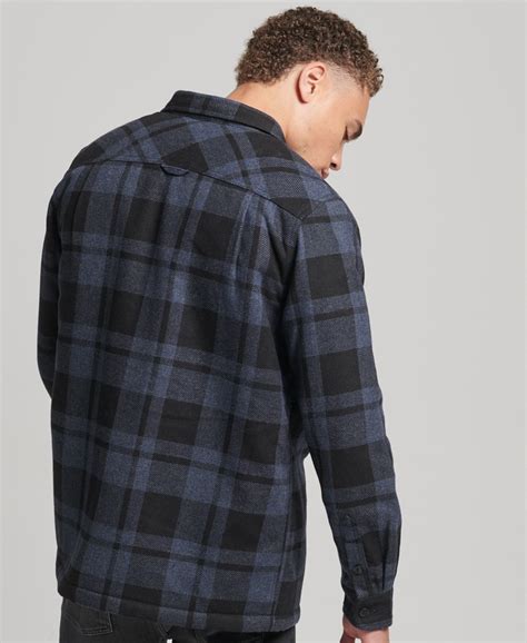 Mens - Sherpa Lined Miller Wool Overshirt in Dark Grey | Superdry