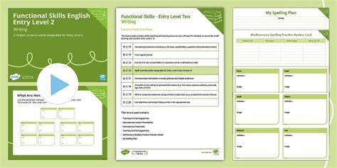 English Functional Skills Entry Level 2 16a Homophones