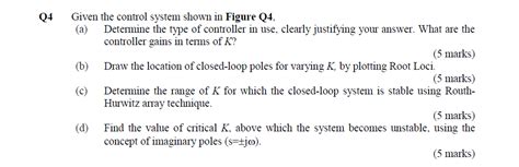 Solved Q4 Given The Control System Shown In Figure Q4 A Chegg Com