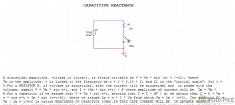Capacitance And Capacitive Reactance Youspice
