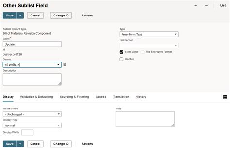 Netsuite Applications Suite Creating Other Sublist Fields