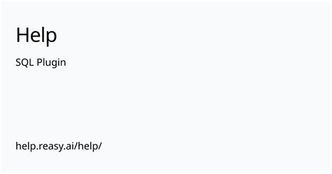 Sql Plugin Help