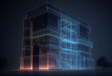 Computer 3d Model Of A Multi Storey Building In The Design Department Ai Generated Stock
