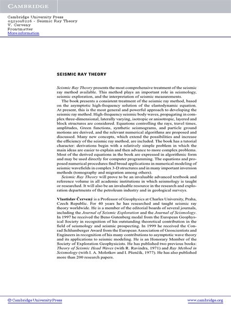 seismic ray tracing cerveny info pdf waves seismology