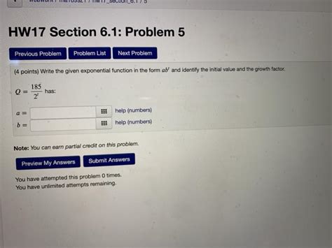 solved section 6 1 hw17 section 6 1 problem 5 previous