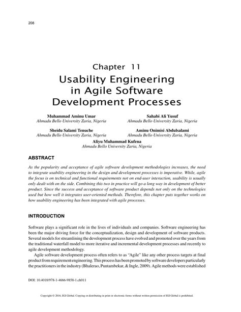 Pdf Usability Engineering In Agile Software Development Processes