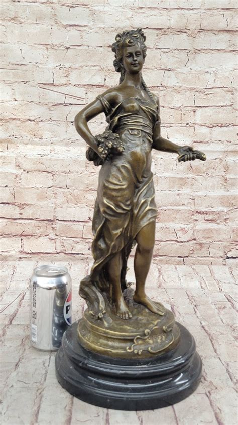 Handcrafted Bronze Statue Of Harvest Maiden Signed Moreau Art Deco Scu