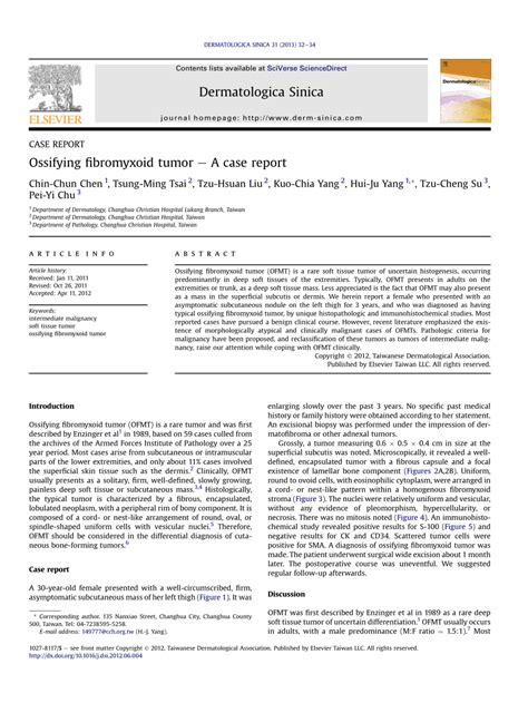 Pdf Ossifying Fibromyxoid Tumor A Case Report