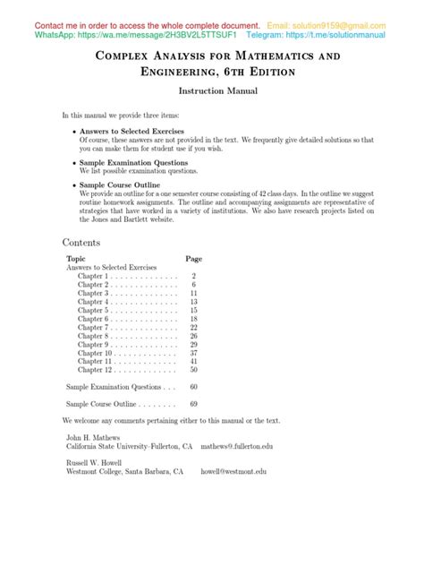 Solution Manual Complex Analysis 6th Edition By John Mathews Pdf