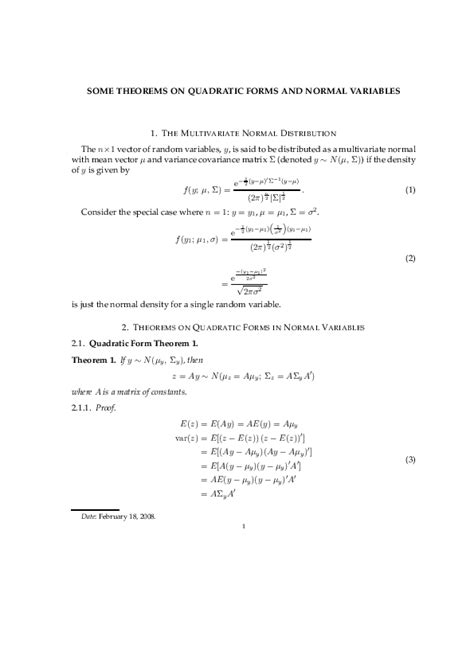 Pdf Quadratic Forms And Normal Variables
