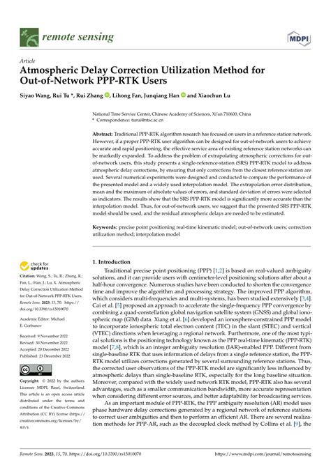 Pdf Atmospheric Delay Correction Utilization Method For Out Of Network Ppp Rtk Users