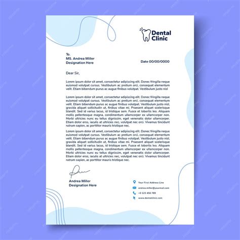 치과 클리닉 레터헤드 템플릿 디자인 무료 벡터
