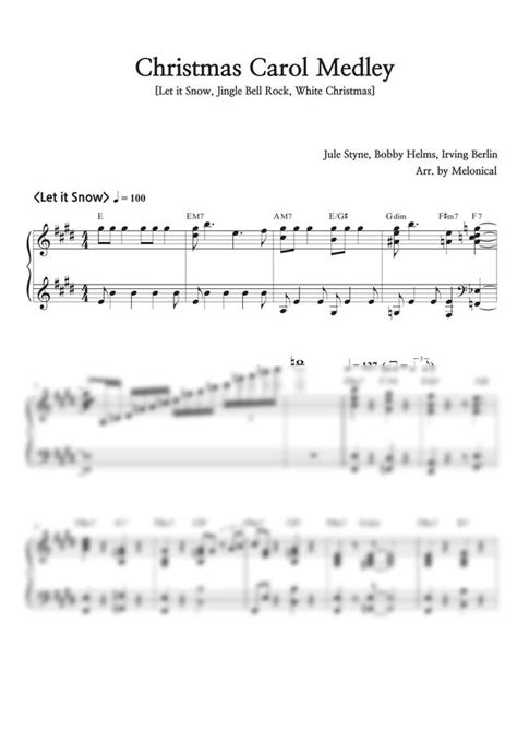 악보 크리스마스 캐롤 메들리 Let It Snow 징글벨 락 화이트 크리스마스 By 멜로니컬