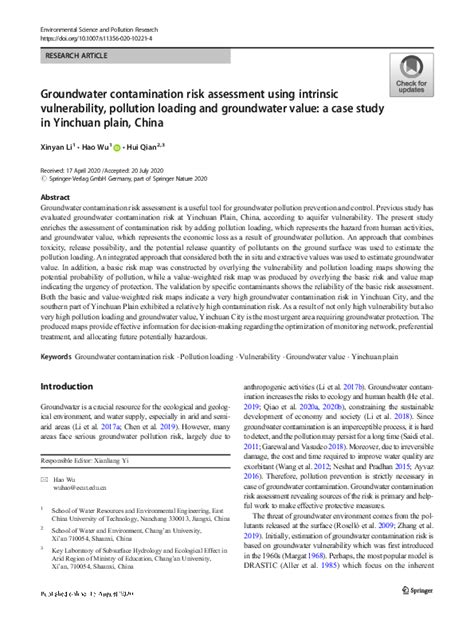 Pdf Groundwater Contamination Risk Assessment Using A Modified Draticl Model And Pollution