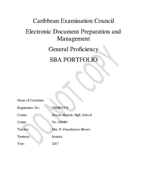 Edpm Portfolio Description Caribbean Examination Council Electronic Document Preparation And
