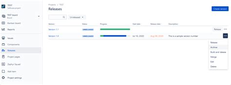 Showing Archived And Released Versions For Test Cycles Zephyr Squad Cloud Documentation