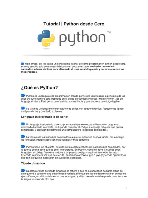 tutorial phyton desde cero pdf python lenguaje de programación ingeniería de software