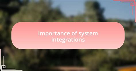 How I Streamlined My System Integrations
