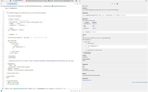 swift code base that uses and illustrates the various markup options to