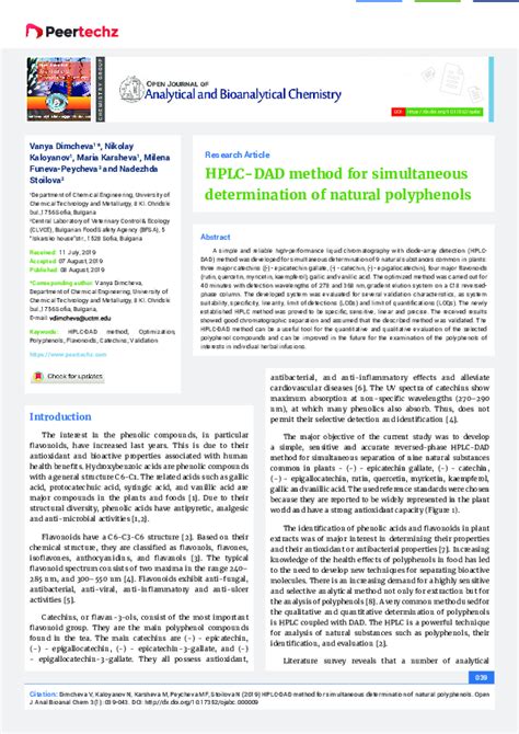 Pdf Hplc Dad Method For Simultaneous Determination Of Natural Polyphenols