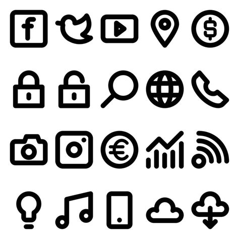 Outline Icons For Social Media 16833261 Vector Art At Vecteezy