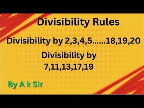 Divisibility Rules Calculation Tricks Number System Class By A K Sir YouTube