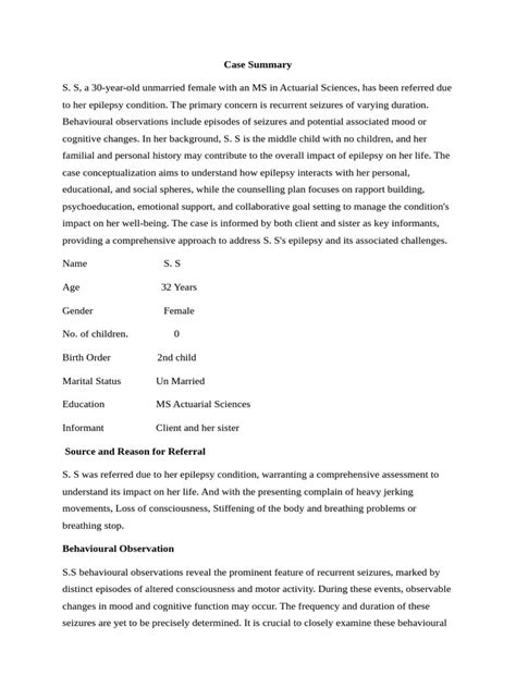 Epilepsy Patient Case Report Pdf