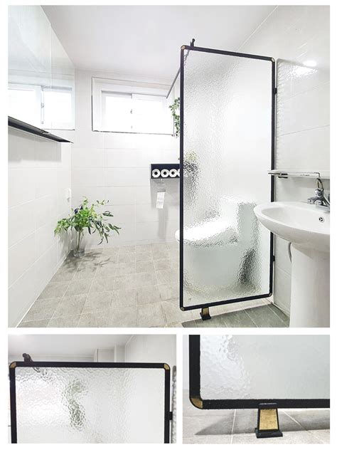 A6마트 A6마트 라운드 블랙프레임 브론즈유리 욕실파티션 가로600 750