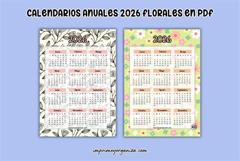 Calendarios Anuales 2026 Minimalistas En Pdf Gratis