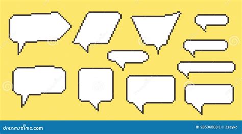Pixel Speech Bubble Collection Chart Dialogue Boxes Retro Game 8 Bit