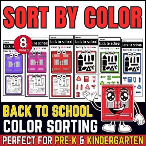 Back To School Color Sorting Craft Locker Themed Cut And Paste And Color