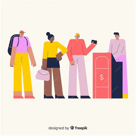 줄을 서서 기다리는 사람들 무료 벡터