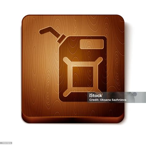 흰색 배경에 격리 된 가솔린 아이콘갈색 캐니스터 디젤 가스 아이콘입니다 나무 사각형 버튼입니다 벡터 일러스트레이션 0명에 대한 스톡 벡터 아트 및 기타 이미지 Istock