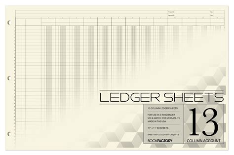 Bookfactory Ledger Sheets Large 13 Column Accounting Ledger Columnar