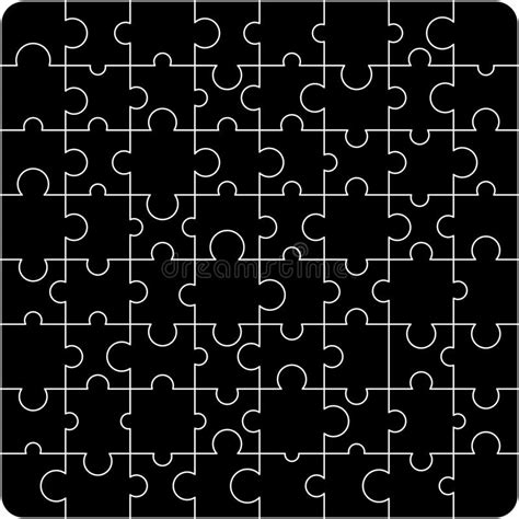 Puzzle Pieces Square Puzzle Game Vector Template With Right Angles Rounded Stock Illustration