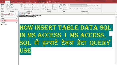 How Insert Table Data Sql In I Ms Access I Youtube