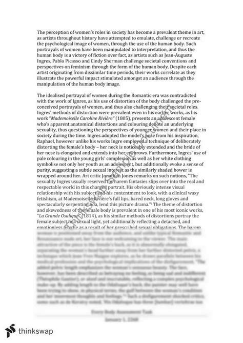 The Body Visual Arts Essay Visual Arts Year 12 Hsc Thinkswap