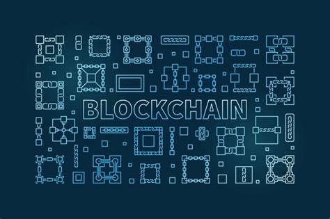 Premium Vector Blockchain Concept Vector Line Horizontal Blue