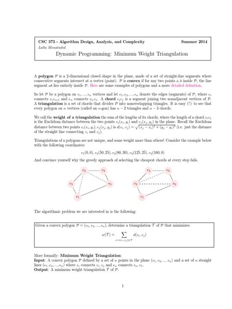 Dynamic Programming Approach For Finding The Minimum Weight Triangulation Of A Convex Polygon