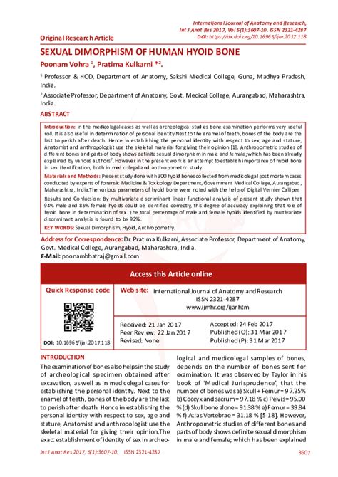 Pdf Sexual Dimorphism Of Human Hyoid Bone