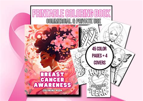 Breast Cancer Awareness Coloring Book 45 Plr Pages Digital Download
