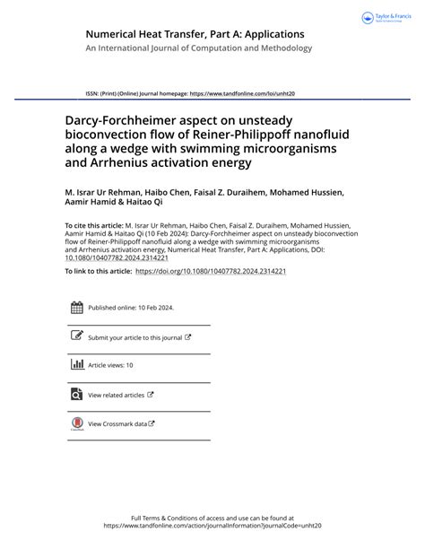 Pdf Darcy Forchheimer Aspect On Unsteady Bioconvection Flow Of Reiner
