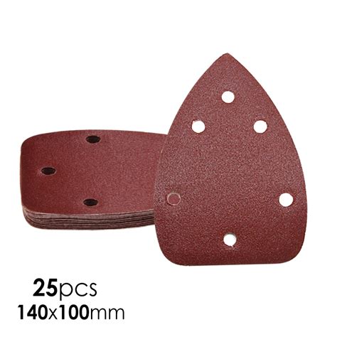 샌더 폴리셔용 삼각형 샌딩 페이퍼 후크 및 루프 연마 도구 6 홀 사포 140x100mm 25 개 Aliexpress