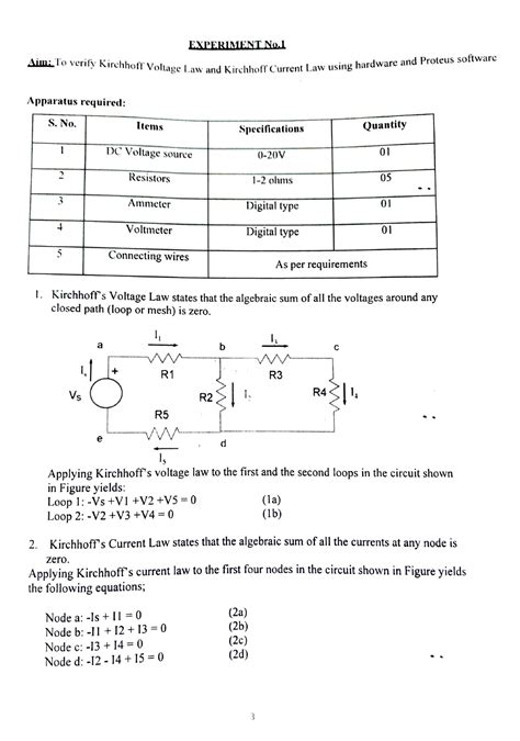 1st 7 1 To 7 Experiments Experiment No Aim To Verify Kirehhoff Volage Law And Kirchhoff