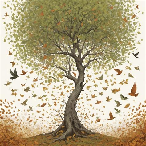 Seamless Cherry Trees Pattern Premium Ai Generated Image