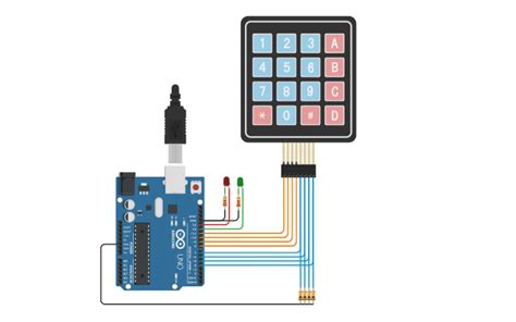 Circuit Design Teclado Matricial 4x4 Tinkercad