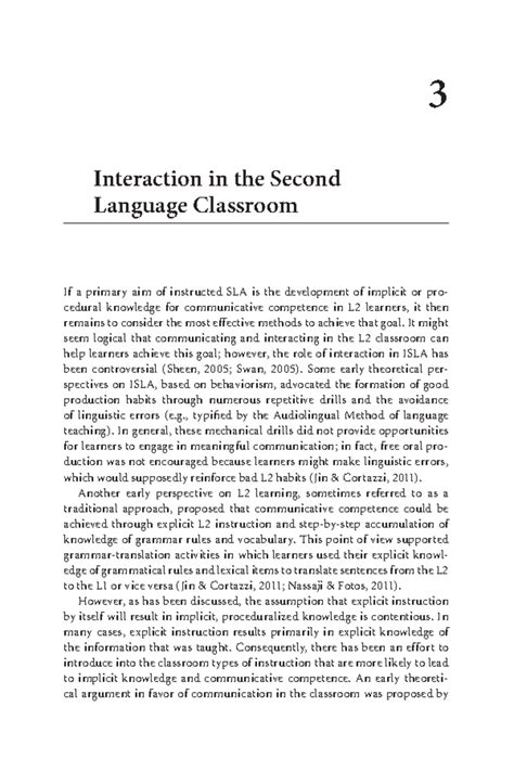 Interaction In Second Language Classroom 3 Interaction In The Second Language Classroom If A