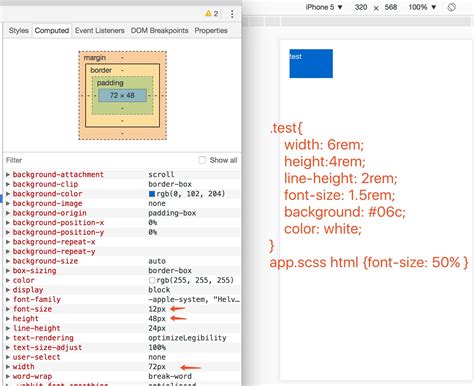 Ionic2 Rem Working For Fontsize But Not Working For Height And Width