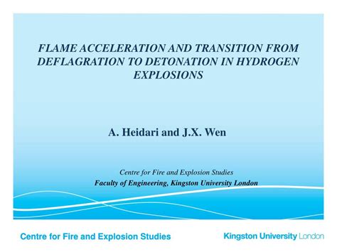 Ppt Flame Acceleration And Transition From Deflagration To Detonation In Hydrogen Explosions