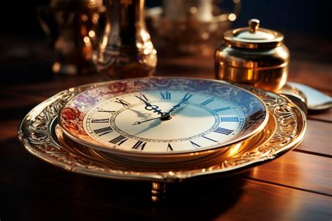 Premium AI Image Alarm Clock On A Wooden Backgroundgenerative Ai